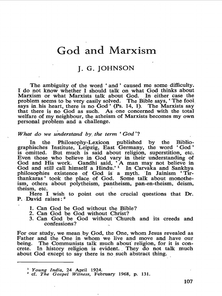 God and Marxism: G. Johnson | PDF | Atheism | Marxism