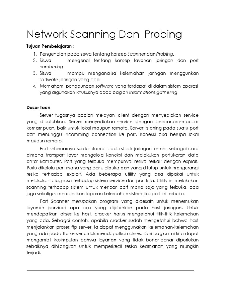 Modul Network Scanning Dan Probing | PDF | Komputer | Teknologi & Rekayasa