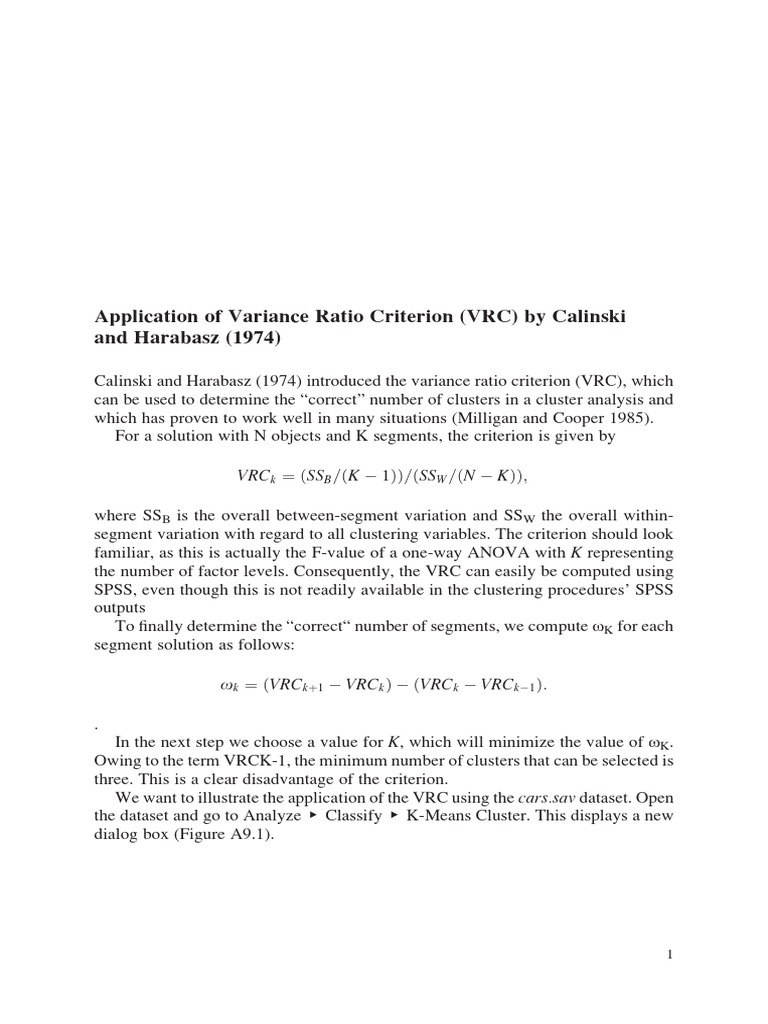 VRC Application in Cluster Analysis | PDF | Analysis Of Variance ...