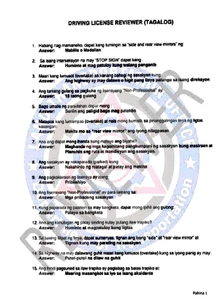 LTO Reviewer PDF | PDF