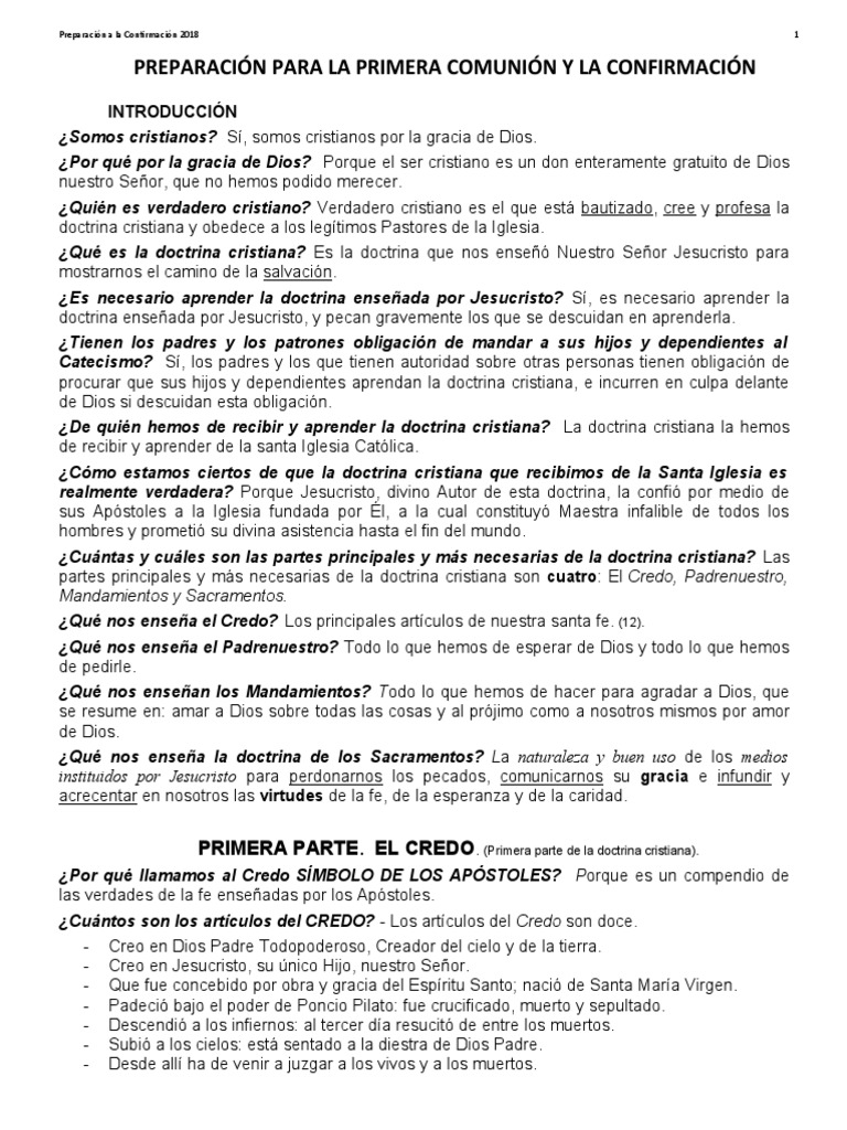 Preparación para La Primera Comunión y La Confirmación | PDF | Papa | Iglesia Católica