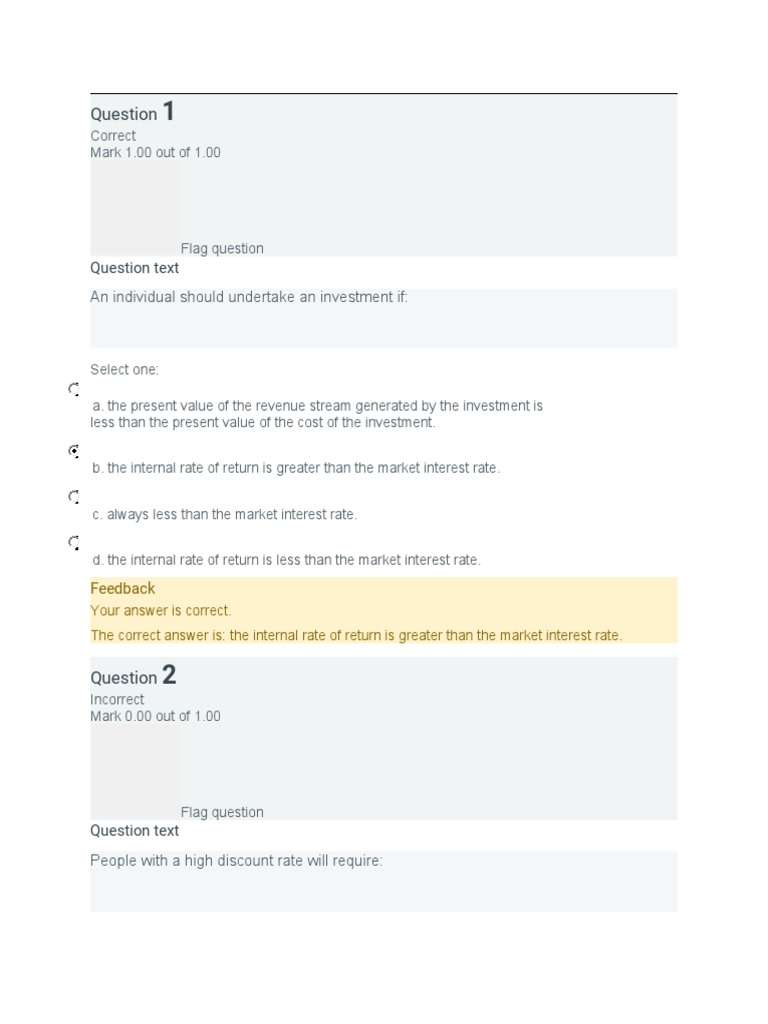 Question Text: An Individual Should Undertake An Investment If | PDF ...