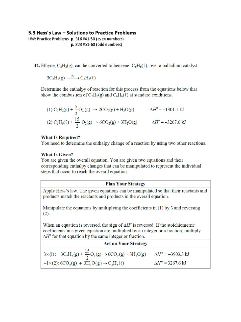 Using Hess's Law to Calculate Enthalpy Changes for Chemical Reactions ...