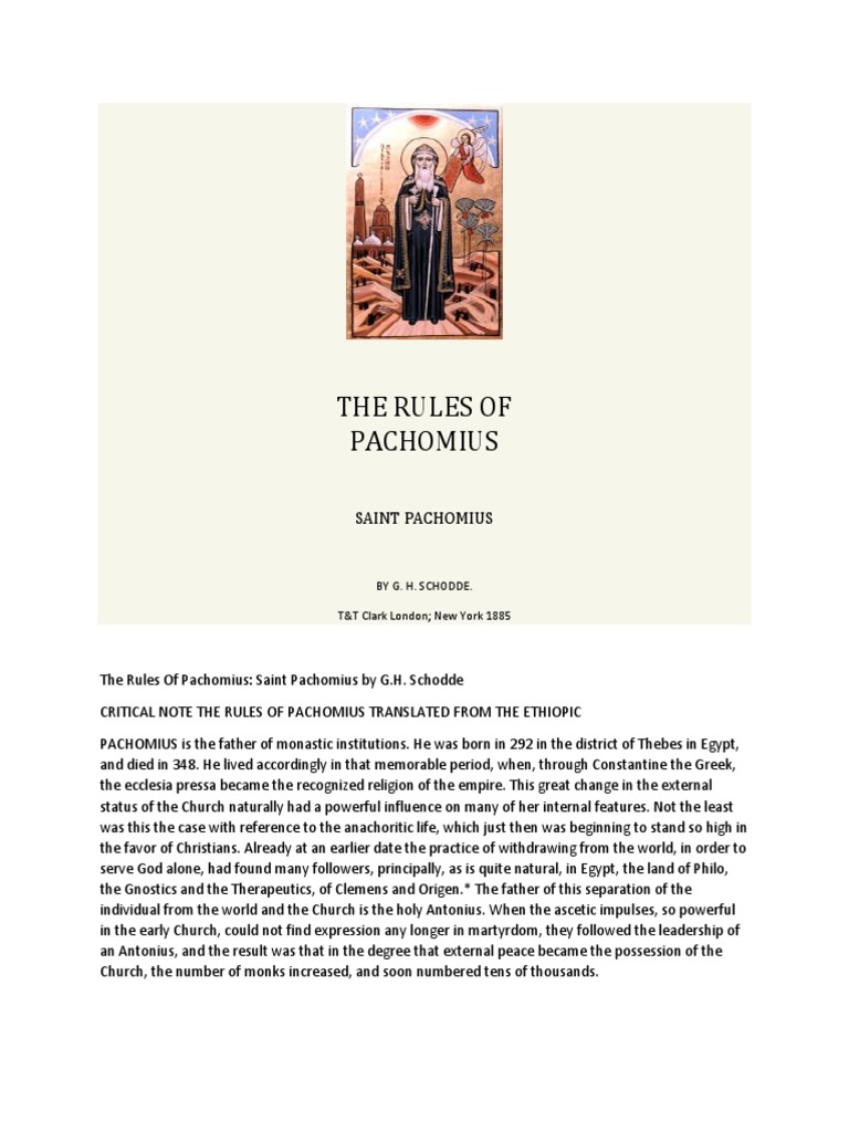 Pachomius Rule English | PDF | Religious Behaviour And Experience ...
