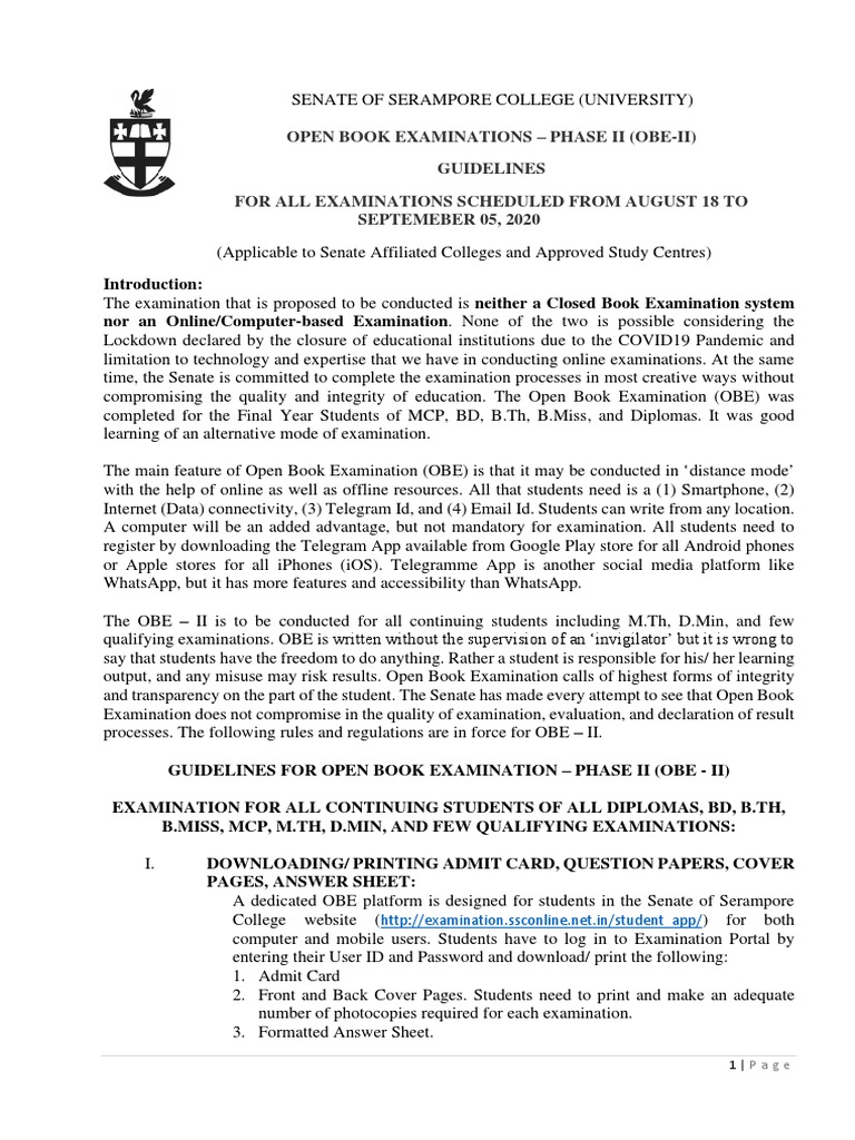 Open Book Exam Guidelines | PDF | Test (Assessment) | Mobile App