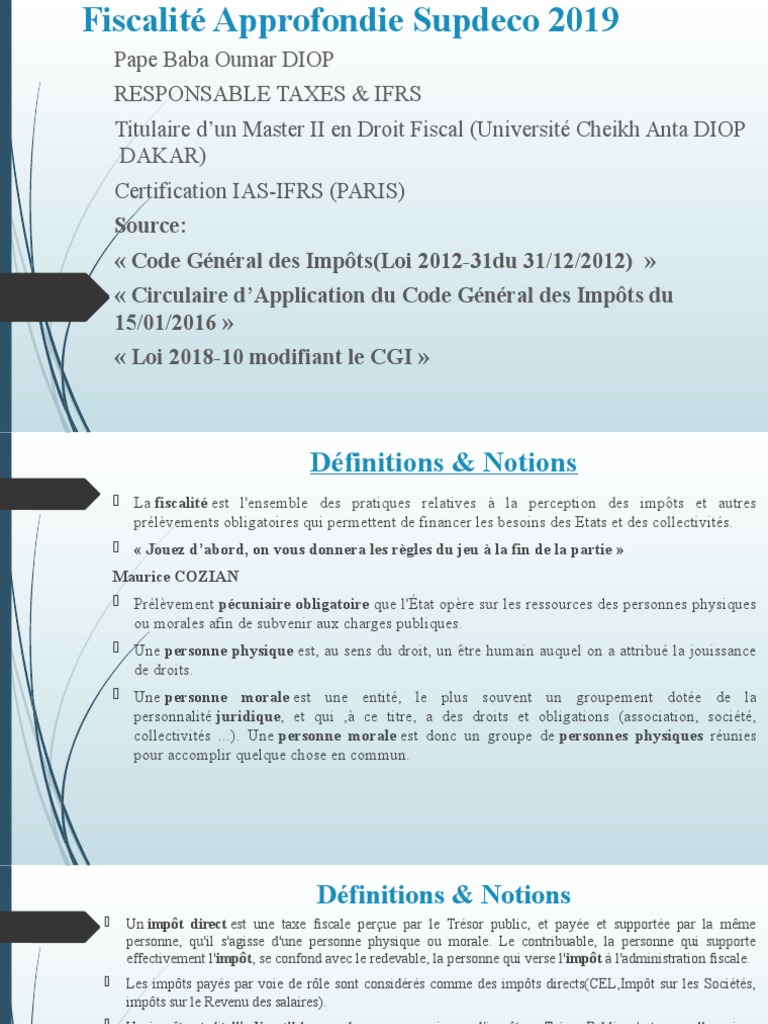 Cours Fiscalité Approfondie L3 | PDF | Dépréciation | Impôts