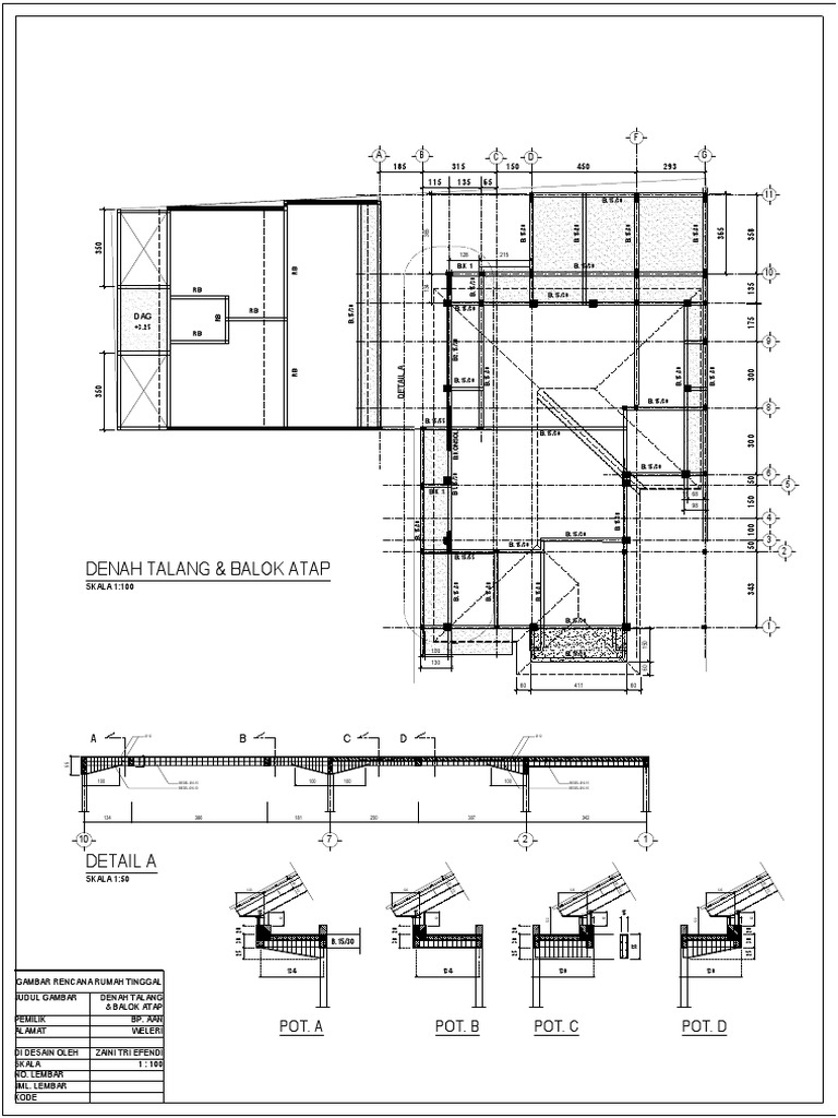 Denah Atap Dan Detail Balok | PDF