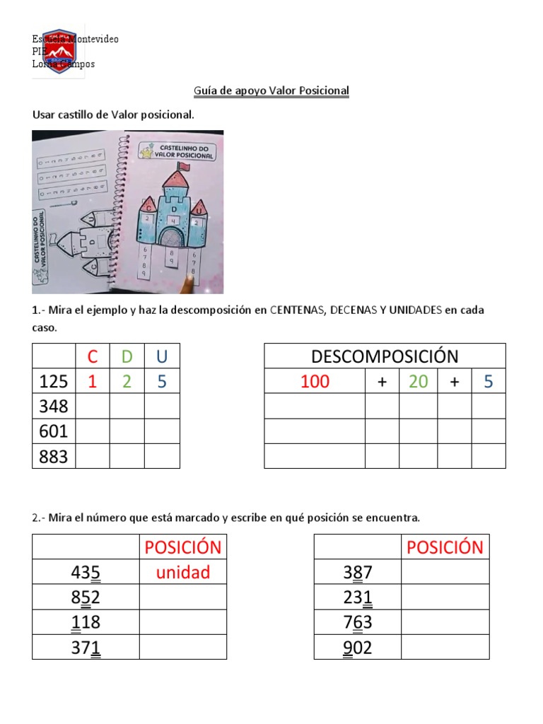 Guía de Repaso Valor Posicional | PDF
