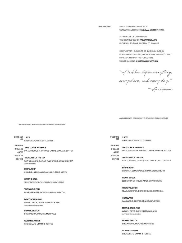 Service Charge & Prevailing Government Taxes Not Included.: An ...