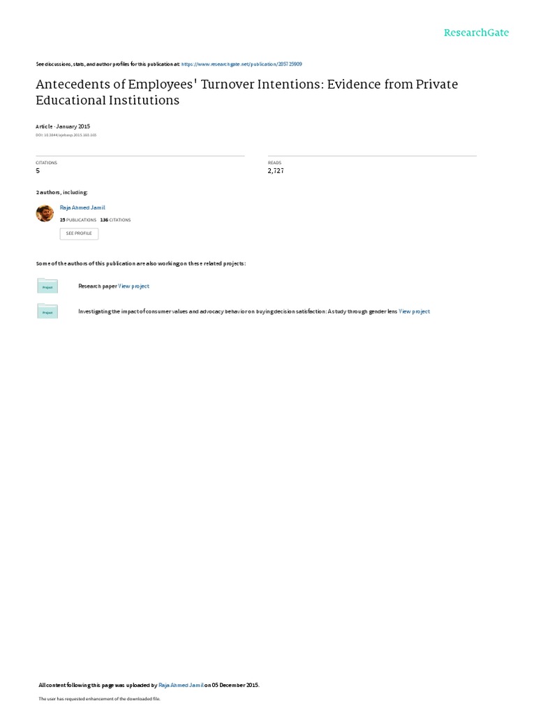 Turnover Intentions | PDF | Turnover (Employment) | Correlation And ...