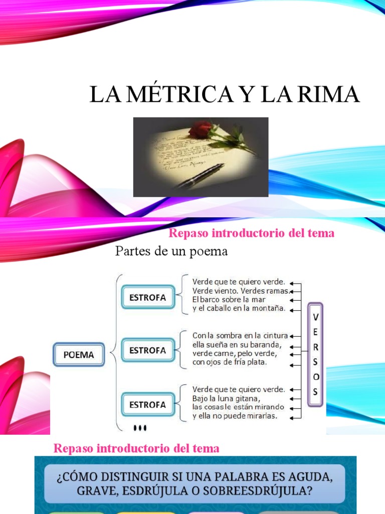 La Métrica y La Rima | PDF | Métodos y materiales de enseñanza | Poesía