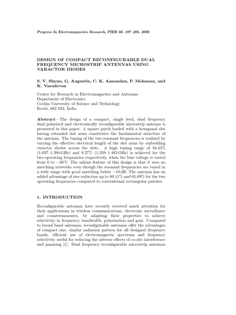 Reconfigurable Antenna Design Freq | PDF | Antenna (Radio) | Broadcast ...