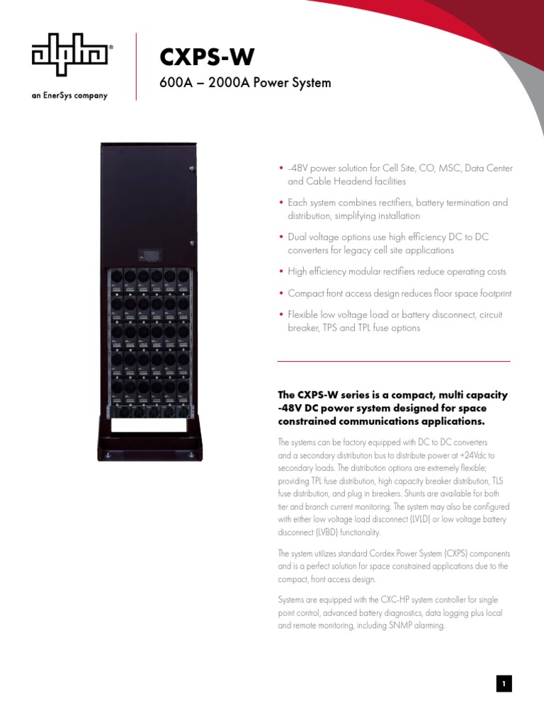 CXPS-W: 600A - 2000A Power System | PDF | Direct Current | Fuse (Electrical)