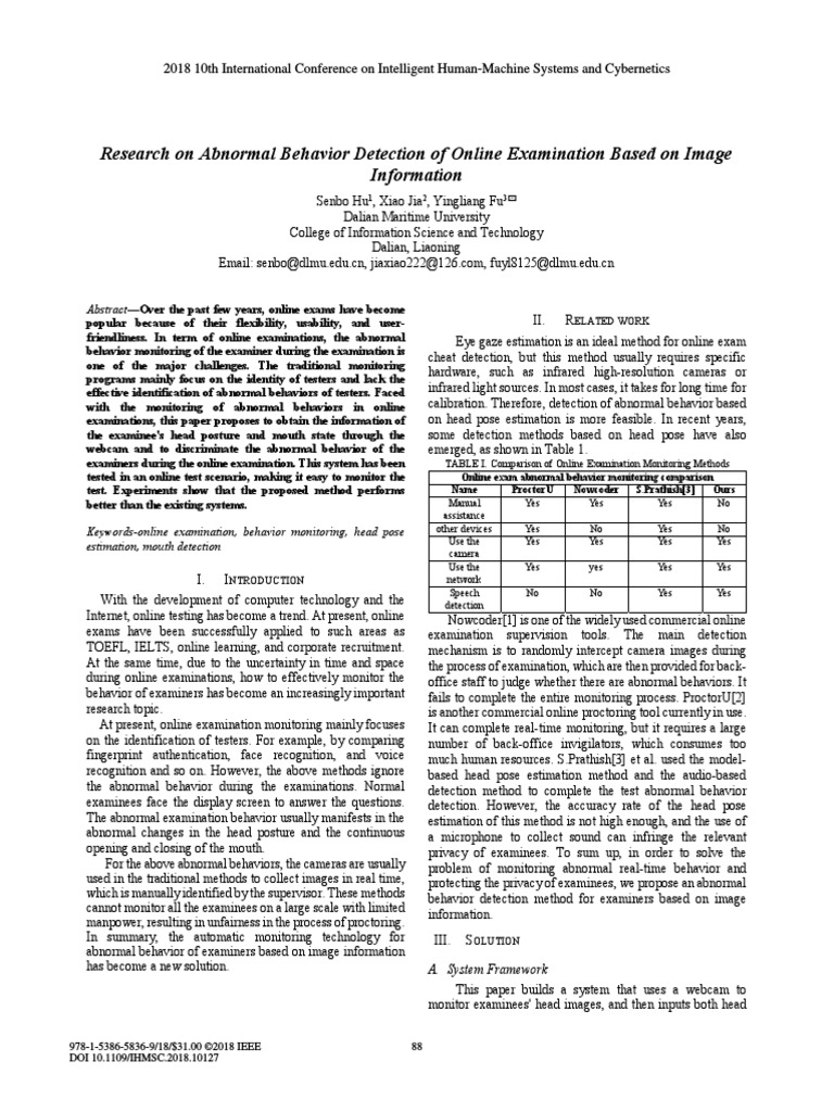 Research On Abnormal Behavior Detection of Online Examination Based On ...