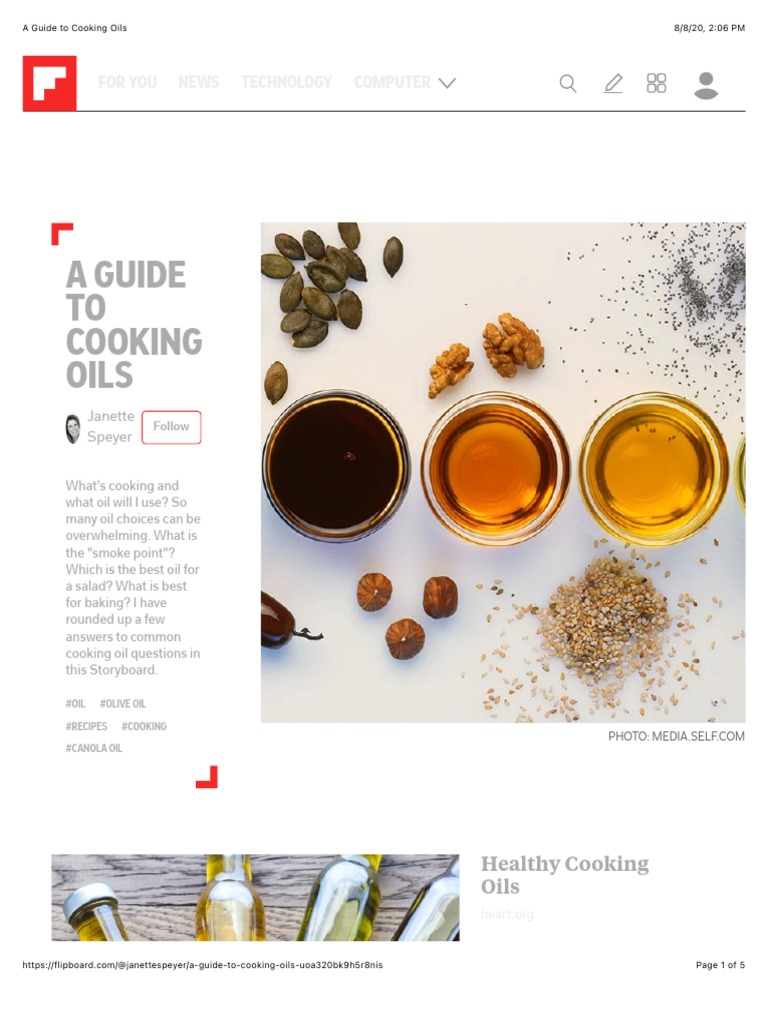 A Guide To Cooking Oils | PDF | Cooking Oil | Cooking