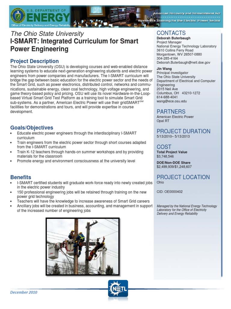 I-SMART: Integrated Curriculum For Smart Power Engineering: The Ohio ...