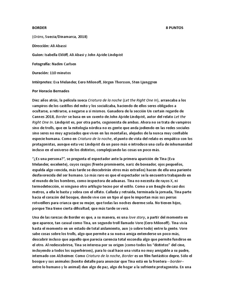 Análisis de la película Border | PDF | Troll