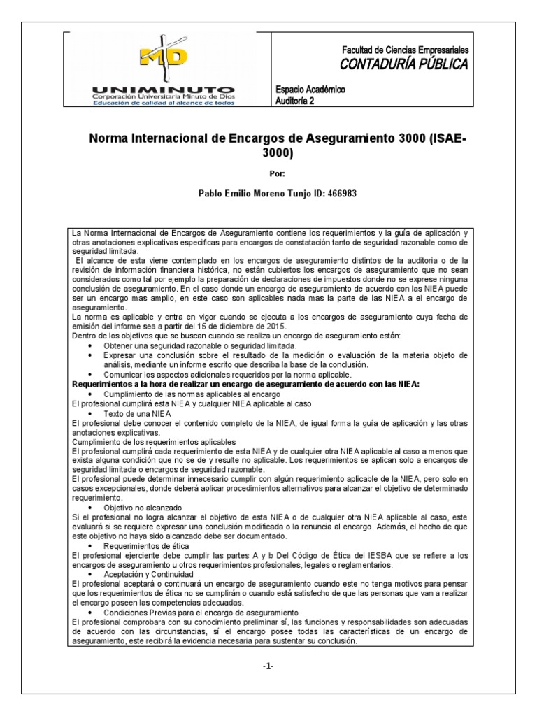 Isae 3000 | PDF | Contador | Auditoría