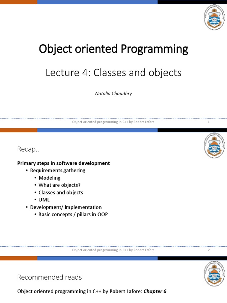 Object Oriented Programming: Lecture 4: Classes and Objects | PDF | Class (Computer Programming ...