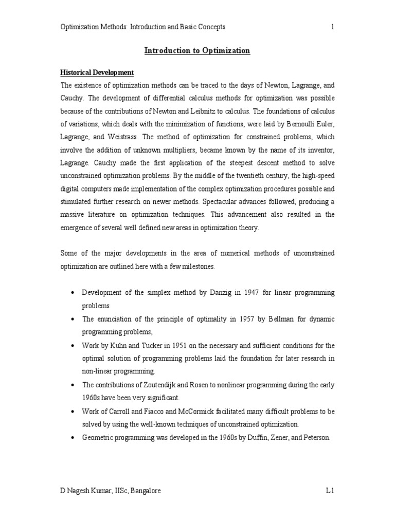 Introduction To Optimization: Historical Development | PDF | Conceptual ...