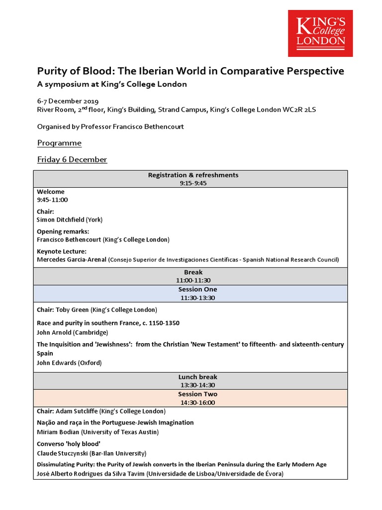 Purity of Blood: The Iberian World in Comparative Perspective | PDF ...