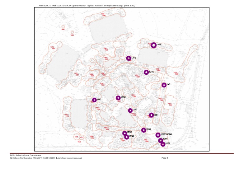 APPENDIX 2: TREE LOCATION PLAN (Approximate) - Tag No.s Marked Are ...