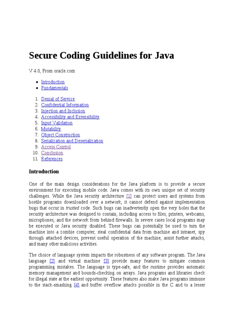 Secure Coding Guidelines For Java | PDF | Inheritance (Object Oriented ...