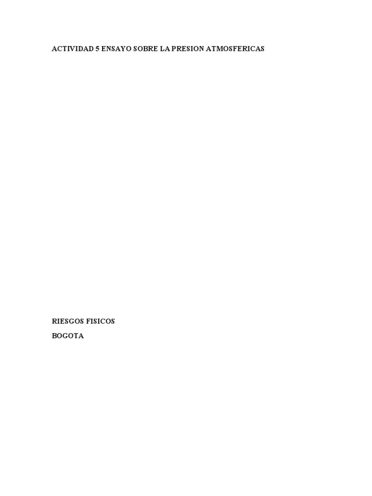 Actividad 5 Ensayo Sobre La Presion Atmosfericas | PDF | Presión ...