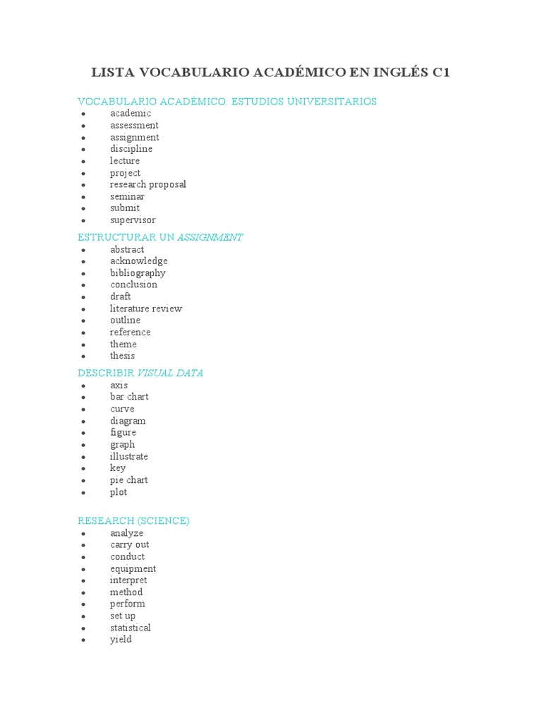 Vocabulario Académico C1 | PDF | Critical Thinking | Social Science