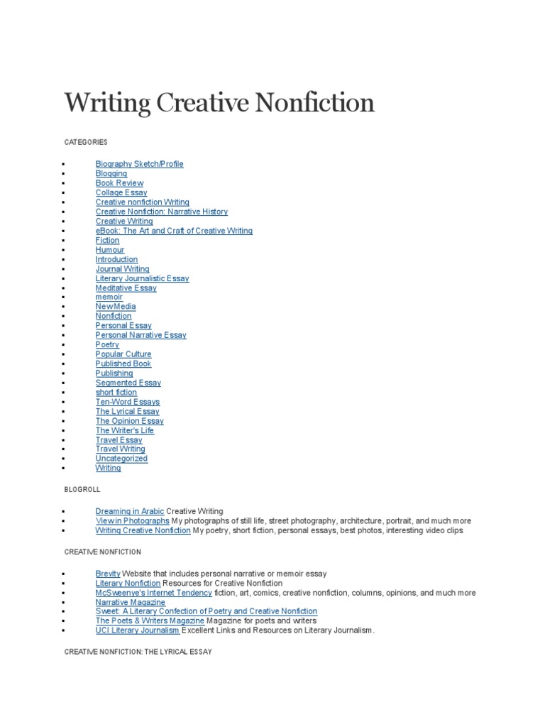Understanding Creative Nonfiction Techniques | PDF | Creative ...