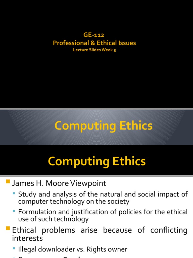 GE-112 P&EI Week 3 Computing Ethics | PDF | Authentication | Encryption
