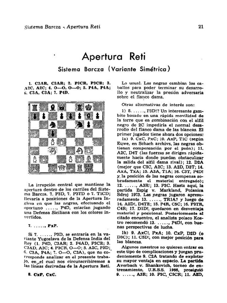 Apertura Reti - Sistema Barcza (Variante Simétrica) | PDF