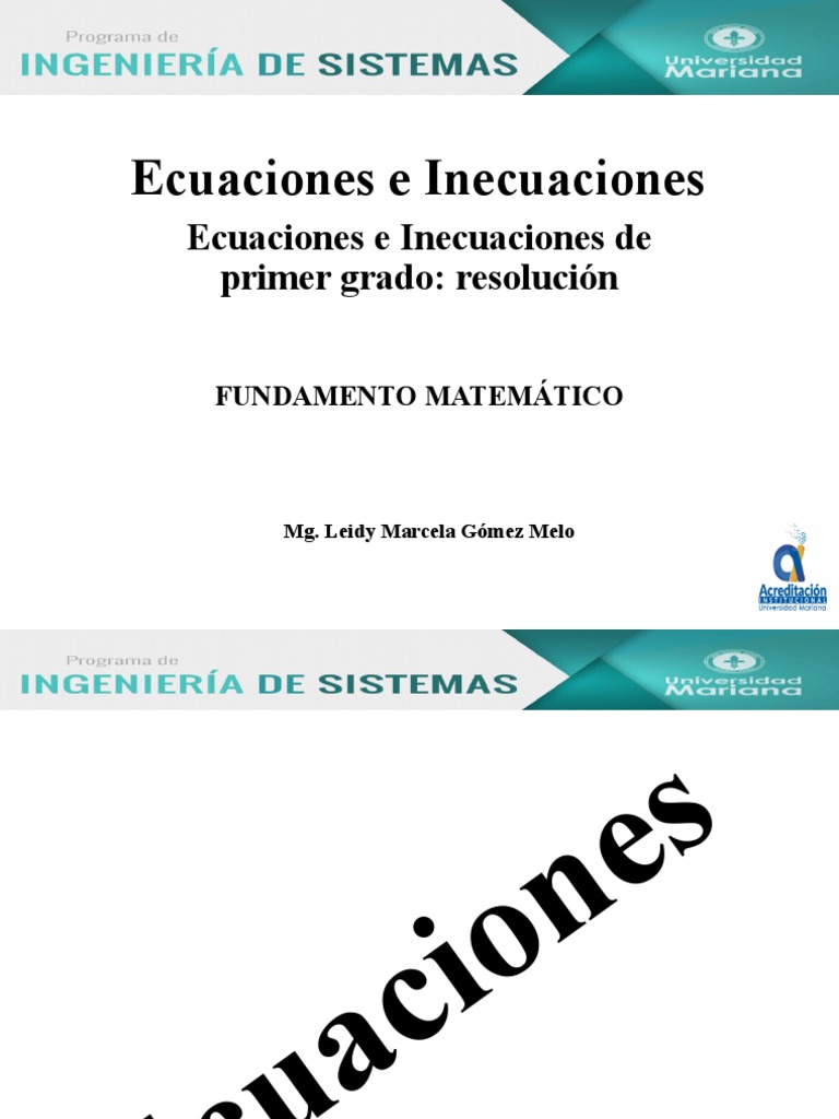 Ecuaciones e Inecuaciones | PDF | Desigualdad (Matemáticas) | Ecuaciones