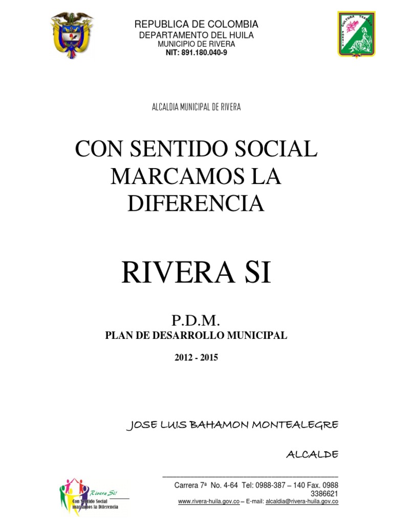Plan de Desarrollo Municipal - Jose Luis Bahamon | PDF | Bienestar ...