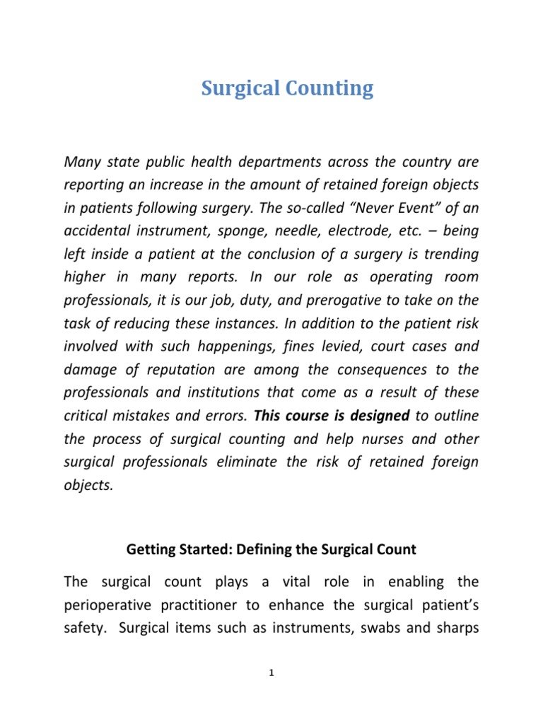 Surgical Counting | PDF | Surgery | Surgical Suture