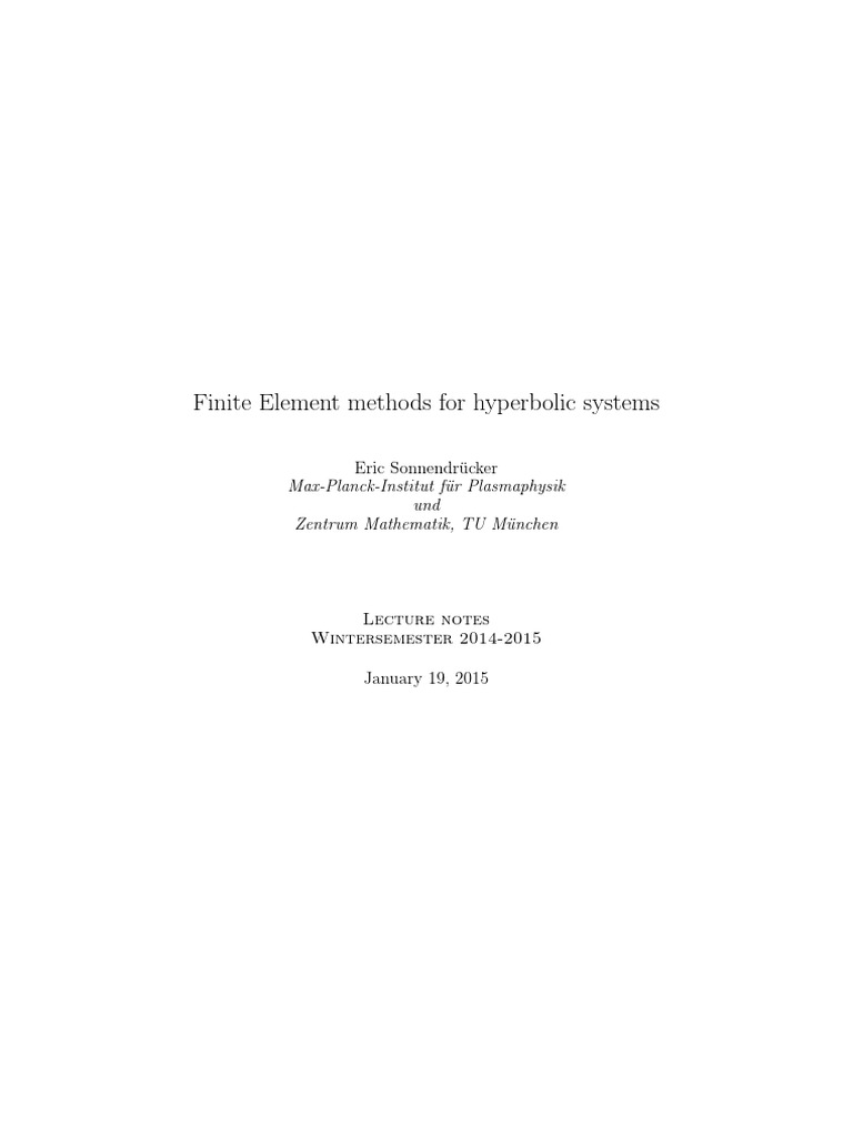 Finite Element Methods For Hyperbolic Systems | PDF | Eigenvalues And Eigenvectors | Stability ...