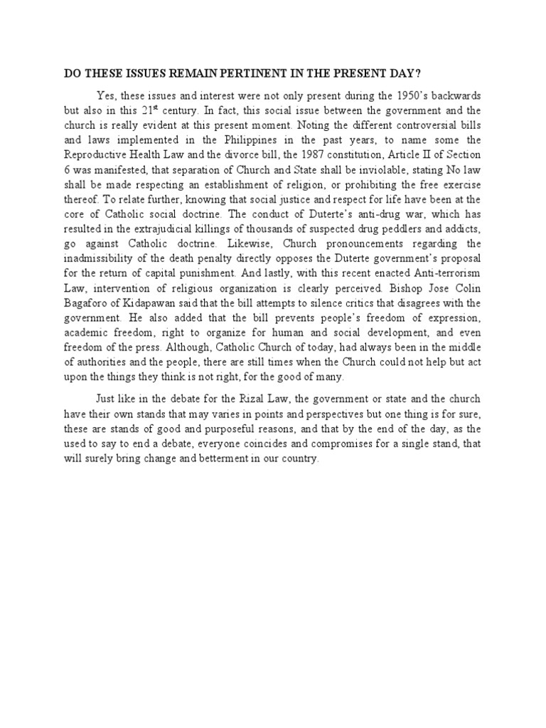 Do These Issues Remain Pertinent in The Present Day | PDF