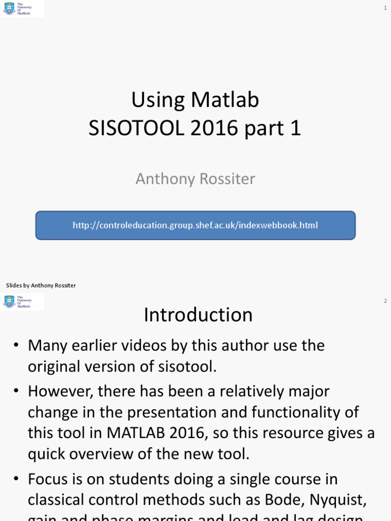 Using Matlab Sisotool 2016 - Part 1 | PDF | Control Theory | Cybernetics