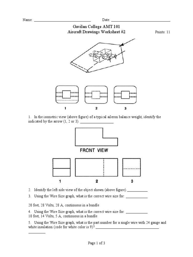 Gavilan College AMT 101 Aircraft Drawings Worksheet #2 | PDF