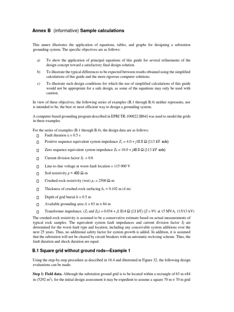 Annex B (Informative) Sample Calculations: B.1 Square Grid Without ...