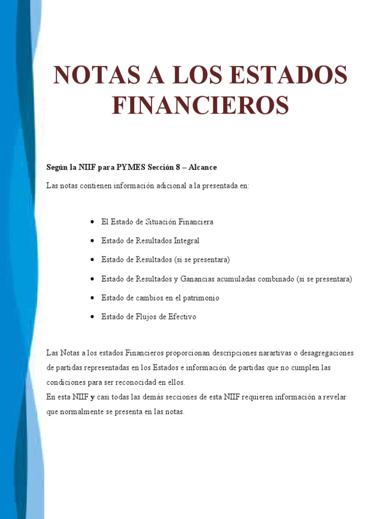 Modelo De Notas A Los Estados Financieros Pdf Beneficio Economía