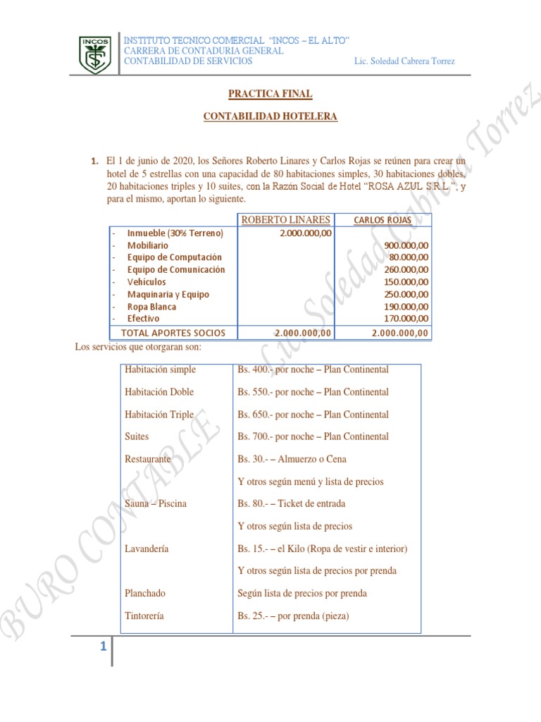 Buro Contable-Hoteleria Final | PDF | Industrias de servicio | Servicios financieros