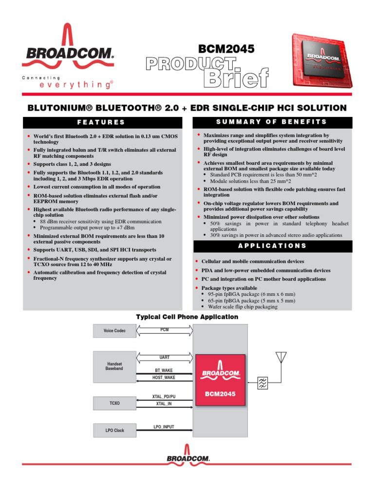 BCM2045 | PDF | Bluetooth | Integrated Circuit
