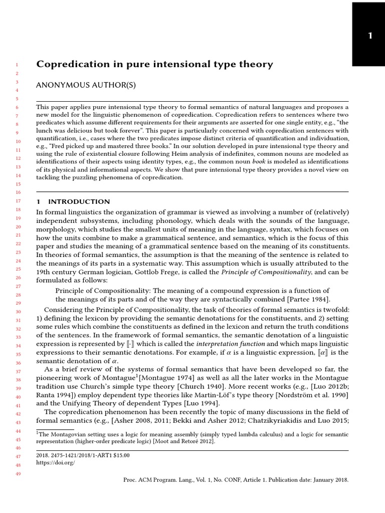 Contractible Copula in Copredication | PDF | Semantics | Interpretation ...