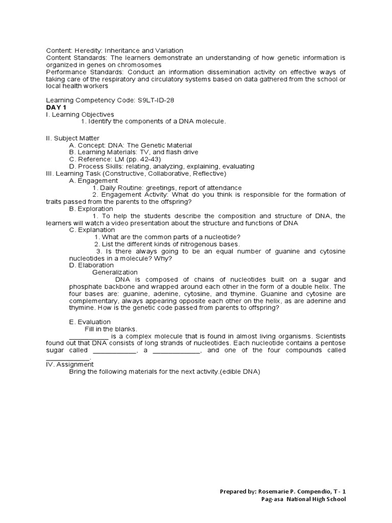 Grade 9 Science Biology 2 DLP | PDF | Dominance (Genetics) | Genetics