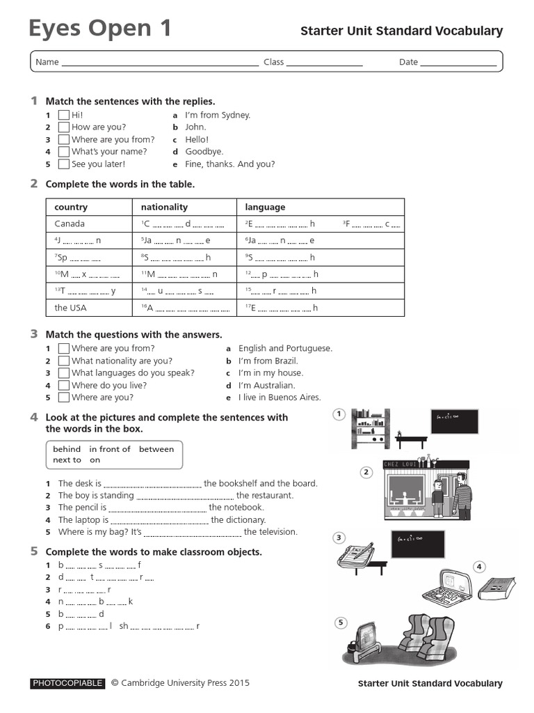 Starter Unit - Vocabulary Standard | PDF | Human Communication | Symbols