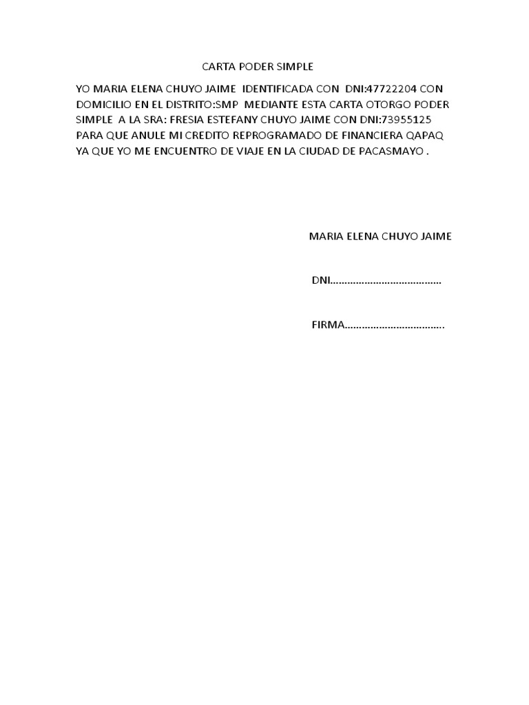 Carta Poder Simple | PDF
