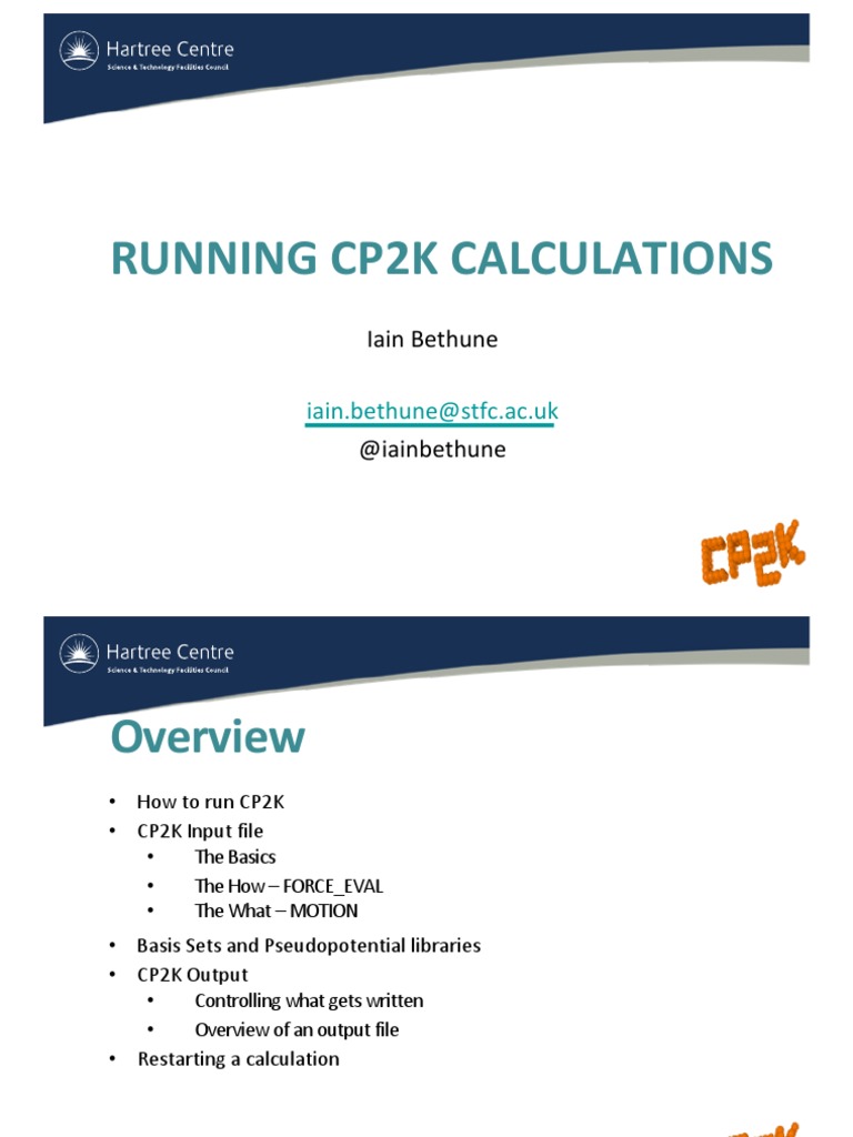 Running Cp2K Calculations: Iain Bethune | PDF | Density Functional Theory | Message Passing ...