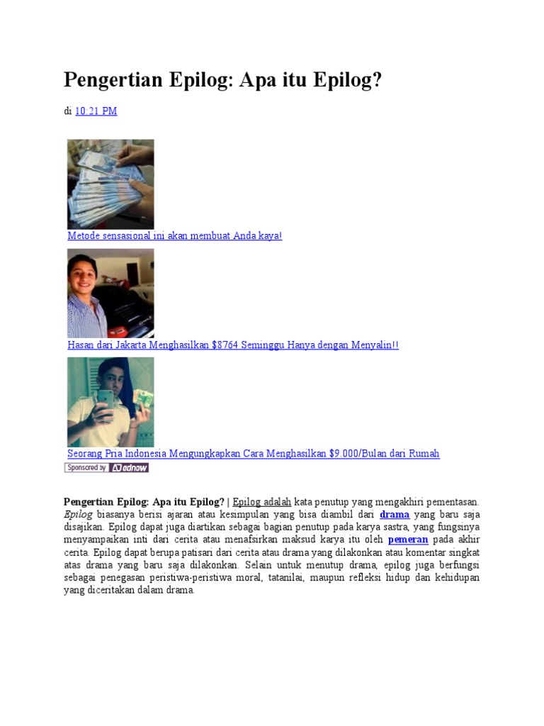 Pengertian Epilog | PDF
