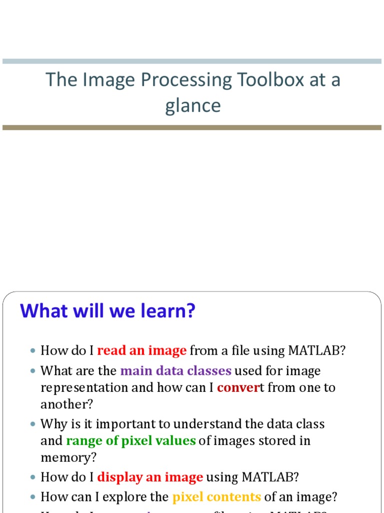 The Image Processing Toolbox at A Glance | PDF | Digital Signal ...